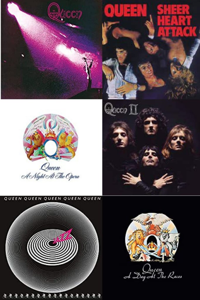 Queen Album Covers Plus Track Listings|